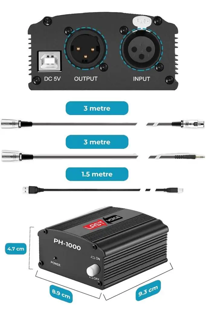 Lastvoice Ph-1000 +48V Usb Phantom Power Ses Kartı (XLR Kablo ve Adaptör Hediye)