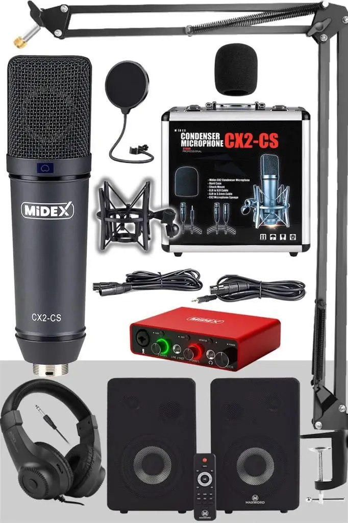 Midex Exclusive Paket-5 Stüdyo Ekipmanları Seti (Monitör Mikrofon Ses ...