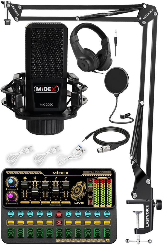 Midex MX-2020 Platinium Set Efektli Ses Kartı Mikrofon Stand Kayıt ...